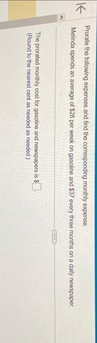Solved Prorate the following expenses and find the | Chegg.com