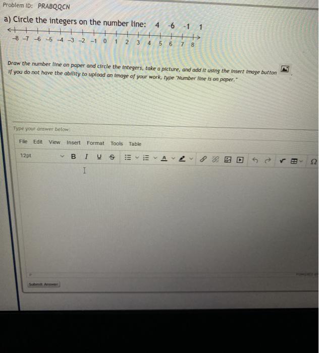 Solved Problem ID: PRABQQCN a) Circle the integers on the | Chegg.com