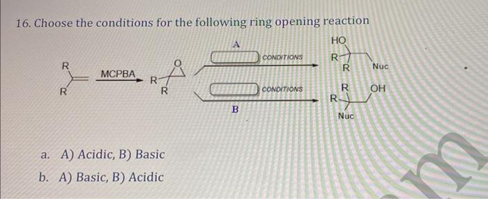 Solved 16. Choose the conditions for the following ring | Chegg.com