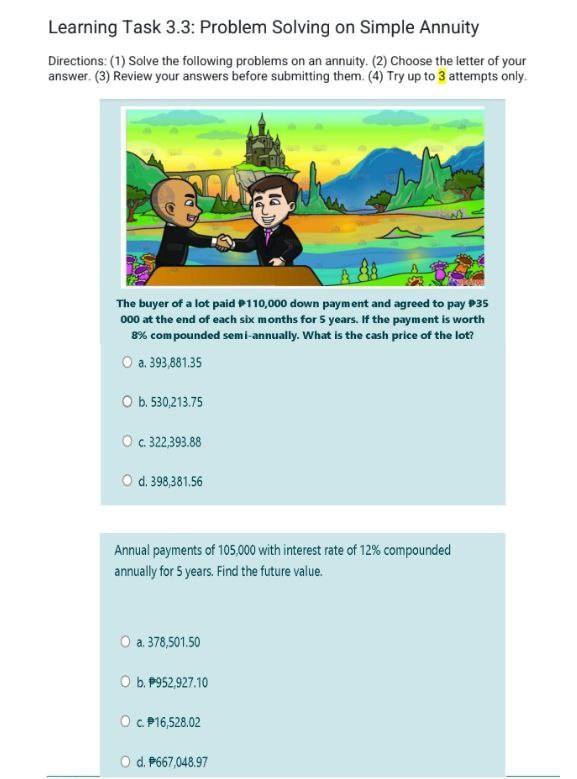 Solved Learning Task 3.3: Problem Solving on Simple Annuity | Chegg.com