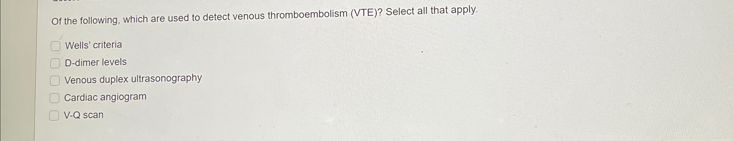 Solved Of the following, which are used to detect venous | Chegg.com