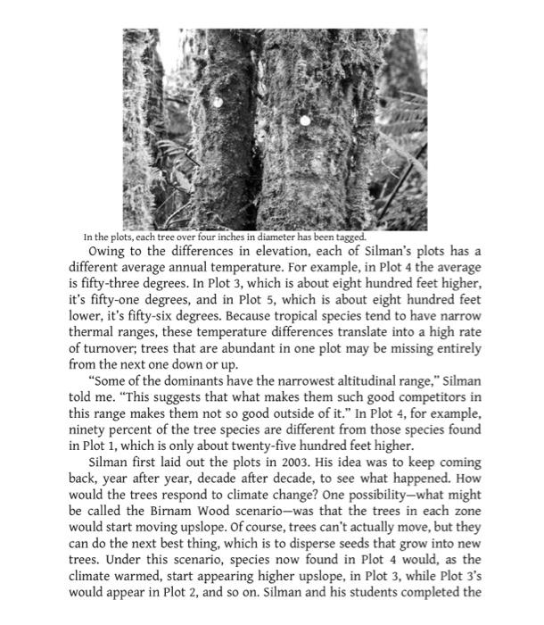 Solved Describe Miles Silman's study by matching the part of | Chegg.com