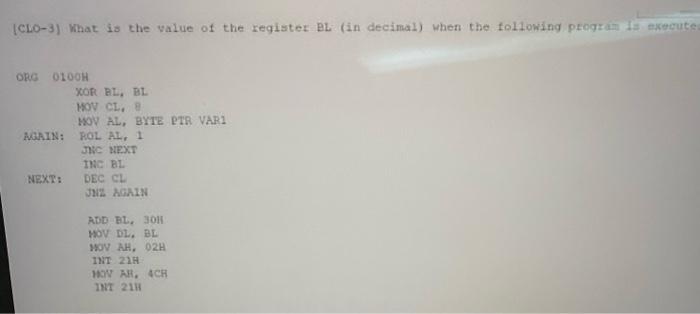 Solved [CLO-3) What is the value of the register Bl (in | Chegg.com