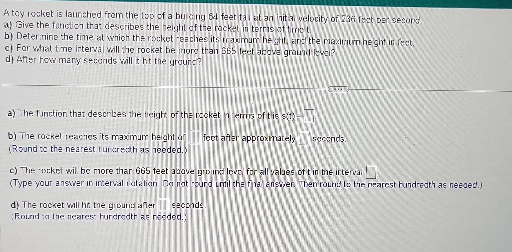 A toy rocket is launched from the top of a building | Chegg.com