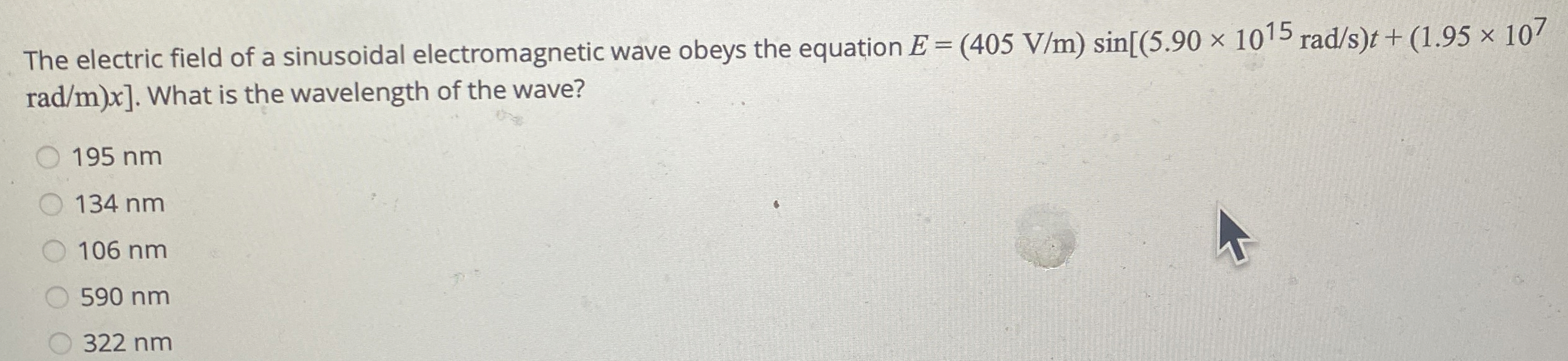 Solved The electric field of a sinusoidal electromagnetic | Chegg.com
