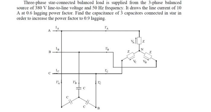 Solved Three-phase star-connected balanced load is supplied | Chegg.com