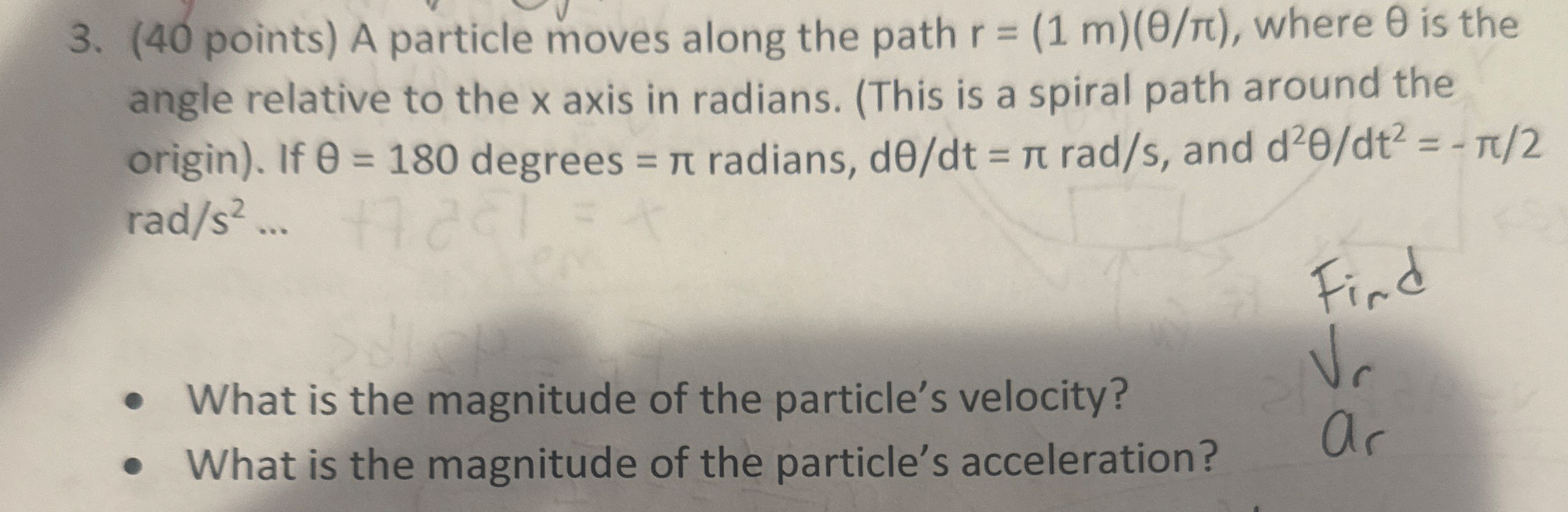 Solved (40 ﻿points) ﻿A particle moves along the path | Chegg.com