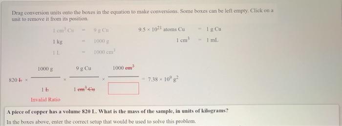 Solved Drag conversion units onto the boxes in the equation | Chegg.com