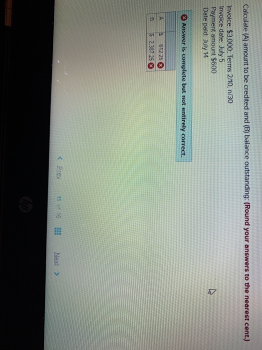 Solved Calculate (A) amount to be credited and (B) balance | Chegg.com