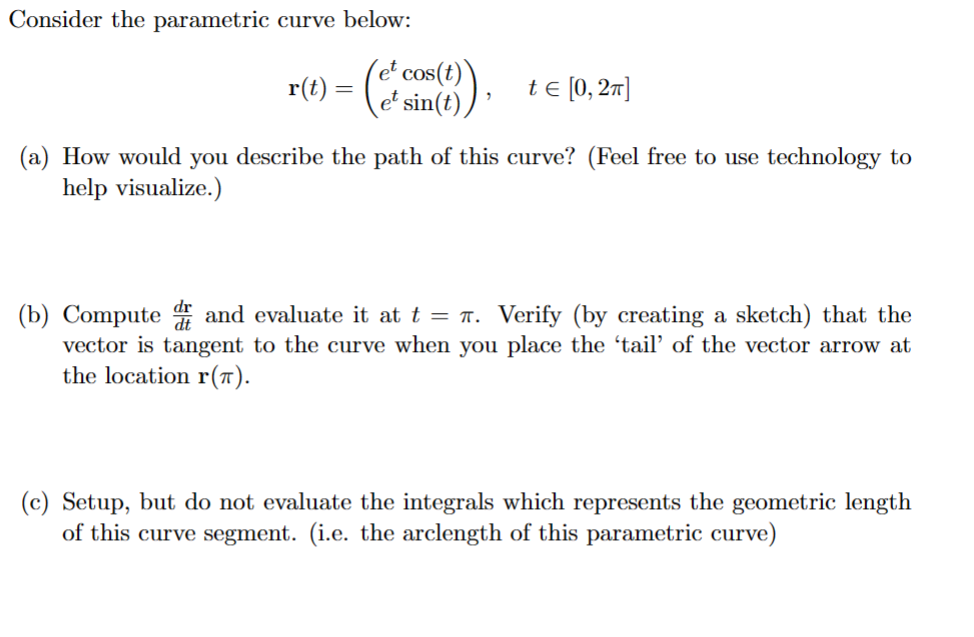 Solved Consider the parametric curve | Chegg.com