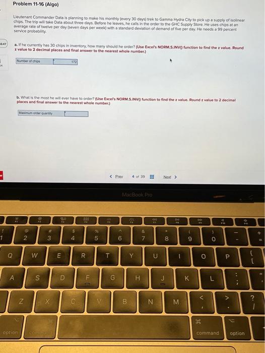 Solved Problem 11-16 (Algo) Lieutenant Commander Data is | Chegg.com