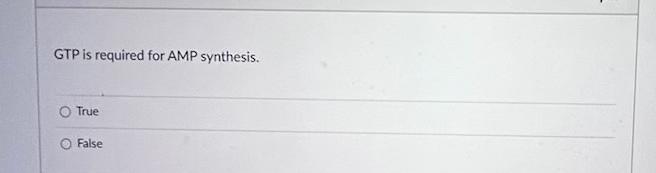 Solved GTP is required for AMP synthesis.TrueFalse | Chegg.com