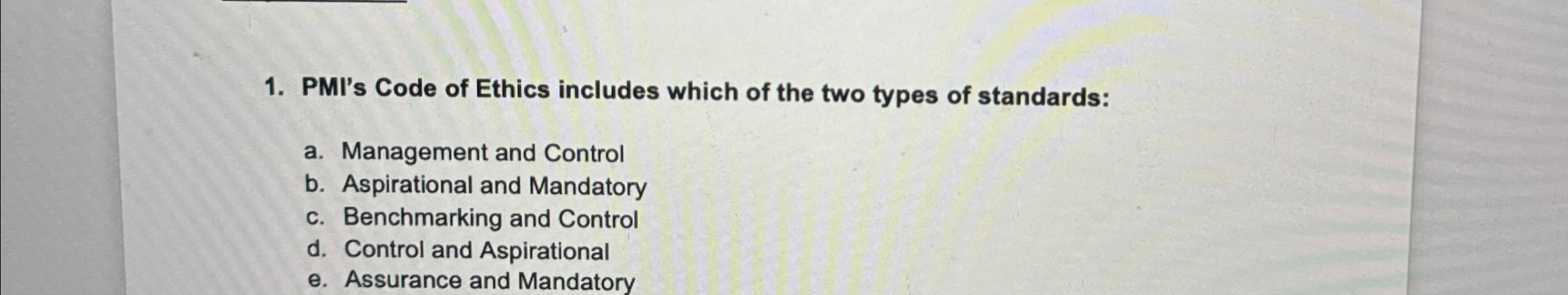 Solved PMI's Code of Ethics includes which of the two types | Chegg.com