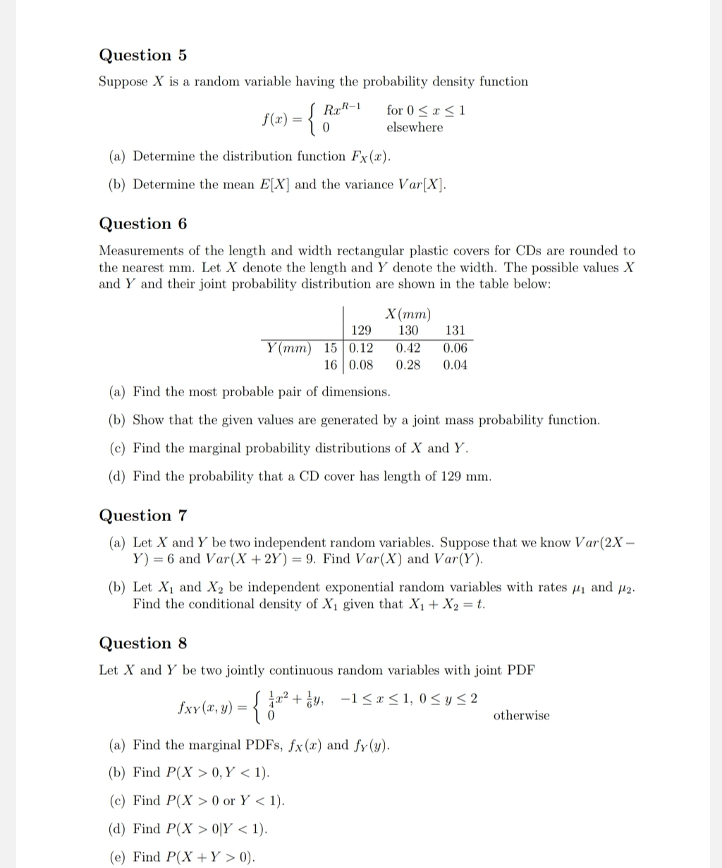 Solved Question 5Suppose x ﻿is a random variable having the | Chegg.com