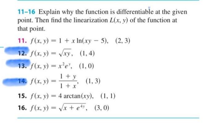 Solved 11-16 Explain why the function is differentiable at | Chegg.com