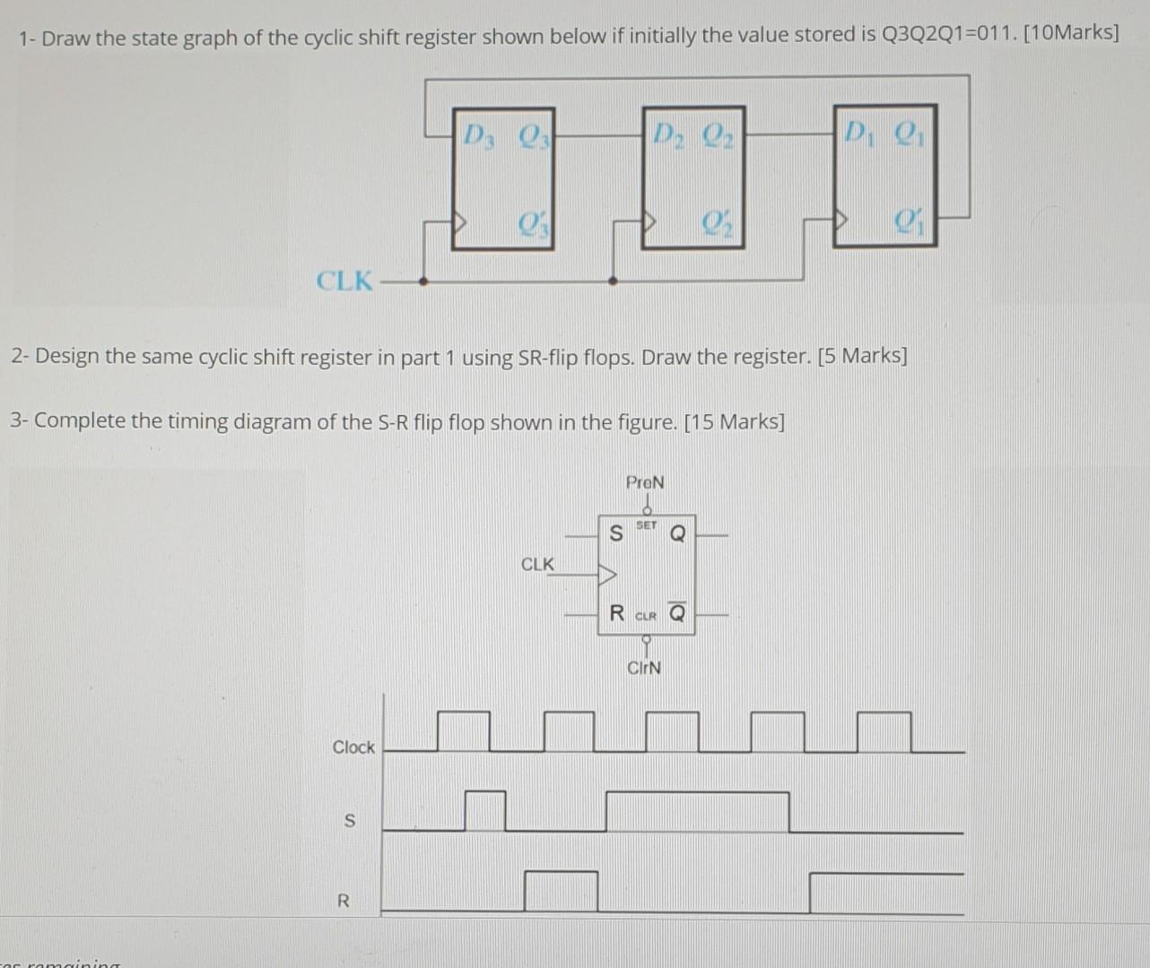 Solved 1- Draw the state graph of the cyclic shift register | Chegg.com