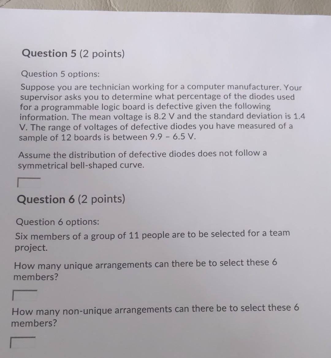 Solved Question 5 (2 points) Question 5 options: Suppose you | Chegg.com