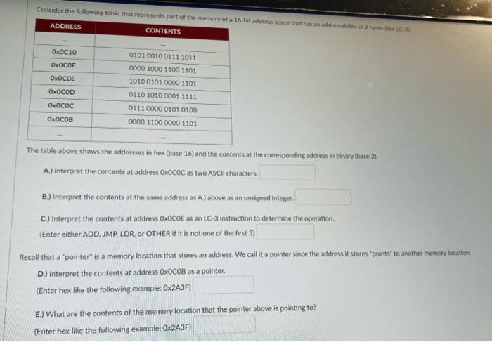 Solved Consider The Following Table That Represents Part Of Chegg