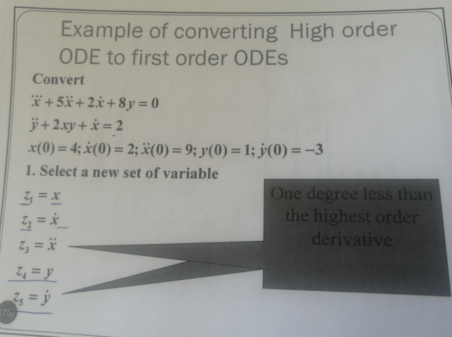 Solved Example of converting High order ODE to first order | Chegg.com