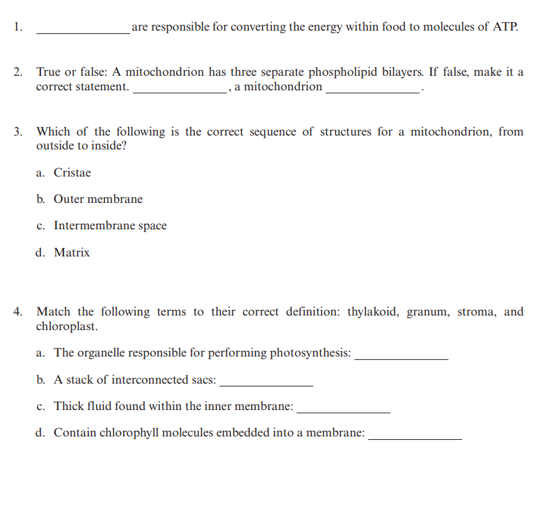 Solved 1. are responsible for converting the energy within | Chegg.com