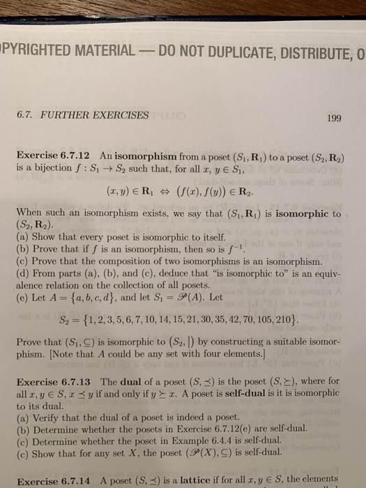 Solved Exercise 6.7.13 The dual of a poset (S, 3) is the | Chegg.com