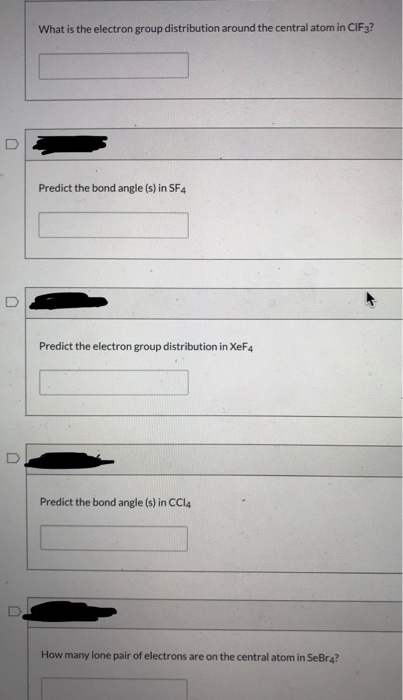 Solved What is the electron group distribution around the | Chegg.com