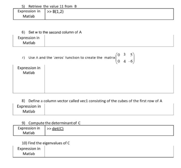 Solved Q2) On the command window do code for the following: | Chegg.com