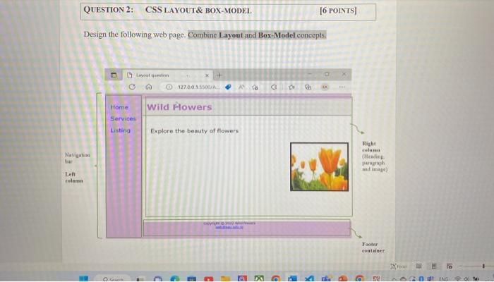 Solved Design the following web page. Combine Layout and | Chegg.com