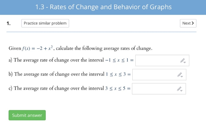 Solved 1.3 - Rates of Change and Behavior of Graphs Practice | Chegg.com