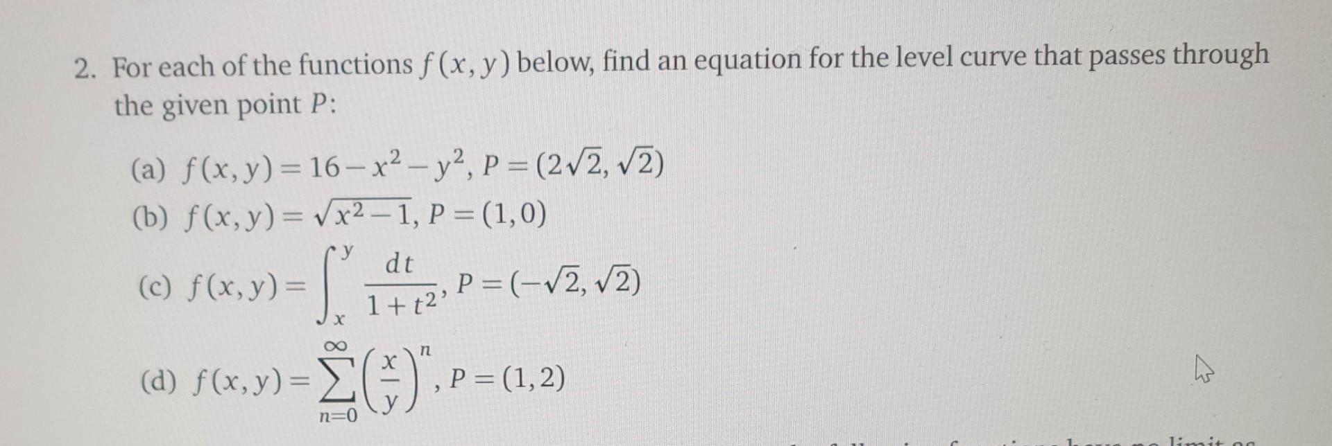 Solved 2. For each of the functions f(x,y) below, find an | Chegg.com