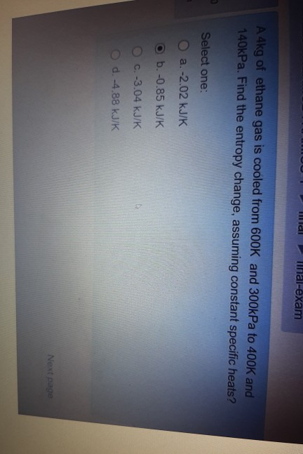 Solved Hla Thal-exam A 4kg of ethane gas is cooled from 600K | Chegg.com