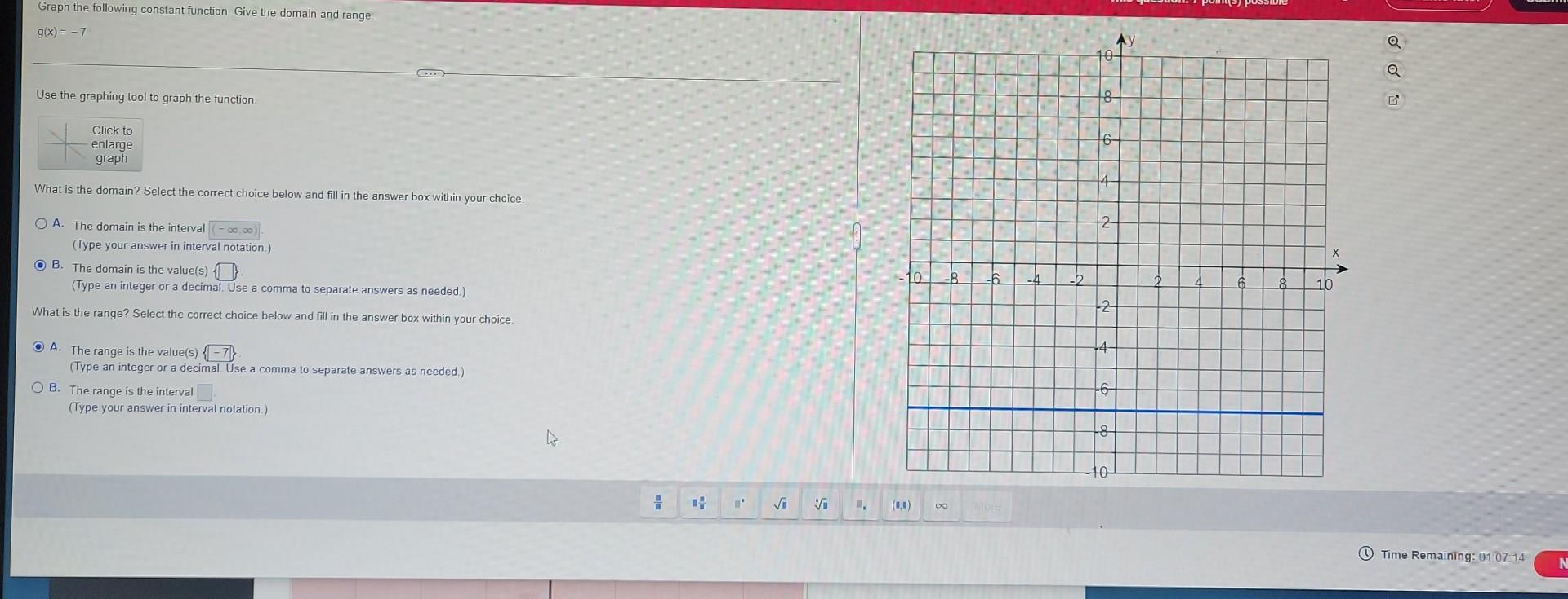 Solved Graph the following constant function. Give the | Chegg.com