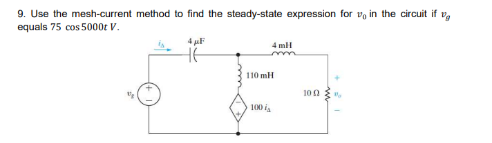 Solved Use the mesh-current method to find the steady-state | Chegg.com