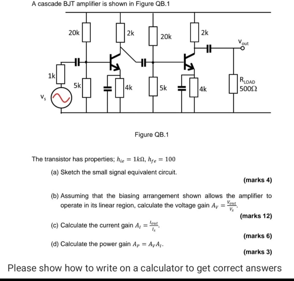 Solved A cascade BJT amplifier is shown in Figure | Chegg.com