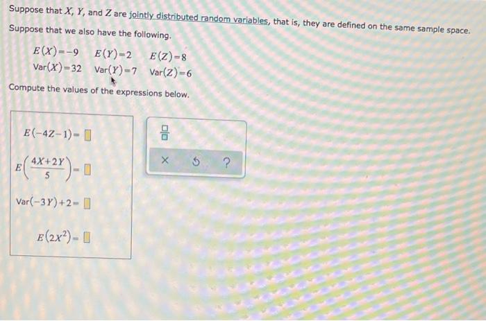 Solved Suppose that X, Y, and Z are jointly distributed | Chegg.com