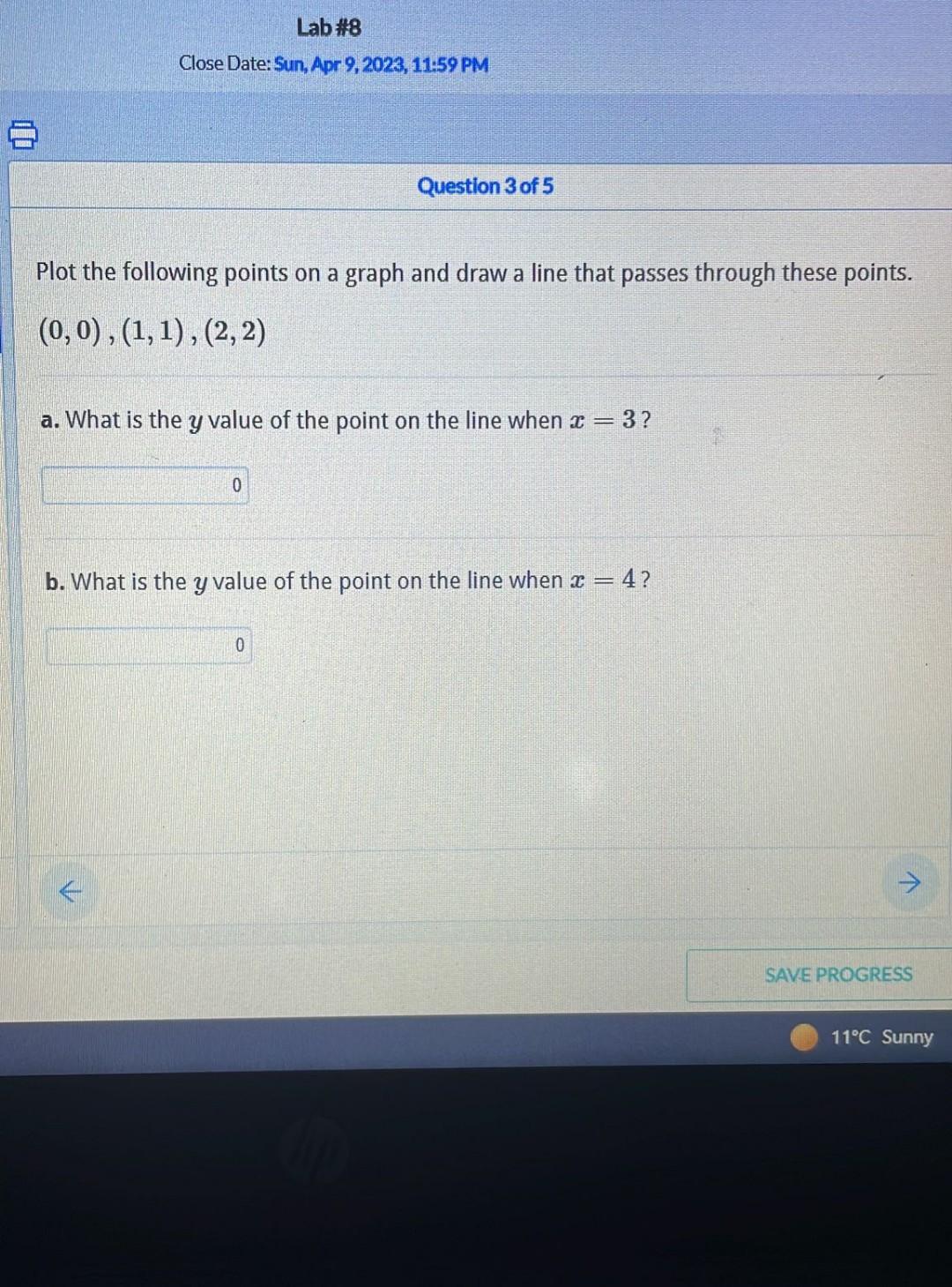 Solved Plot the following points on a graph and draw a line | Chegg.com