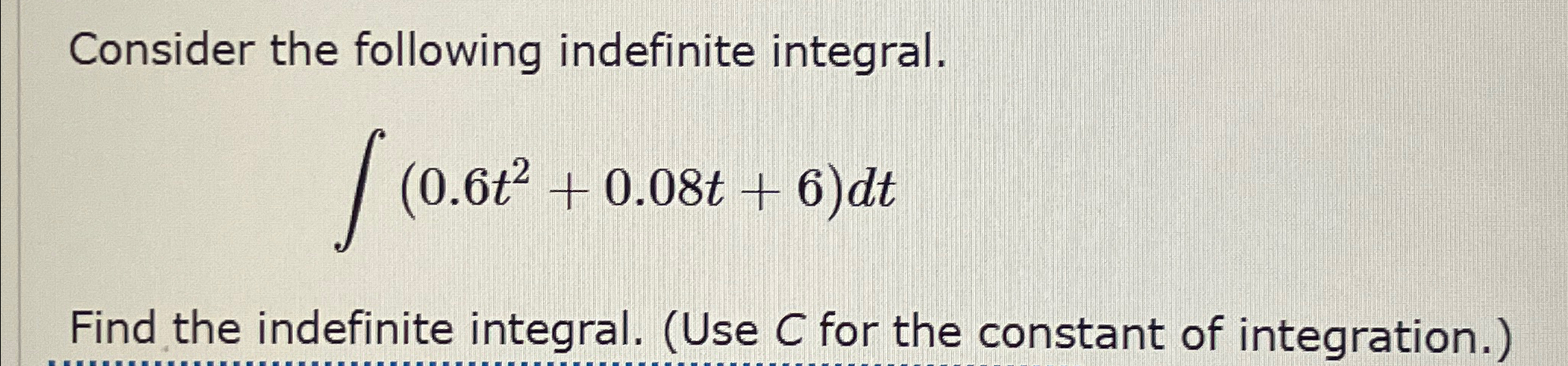 Solved Consider the following indefinite | Chegg.com