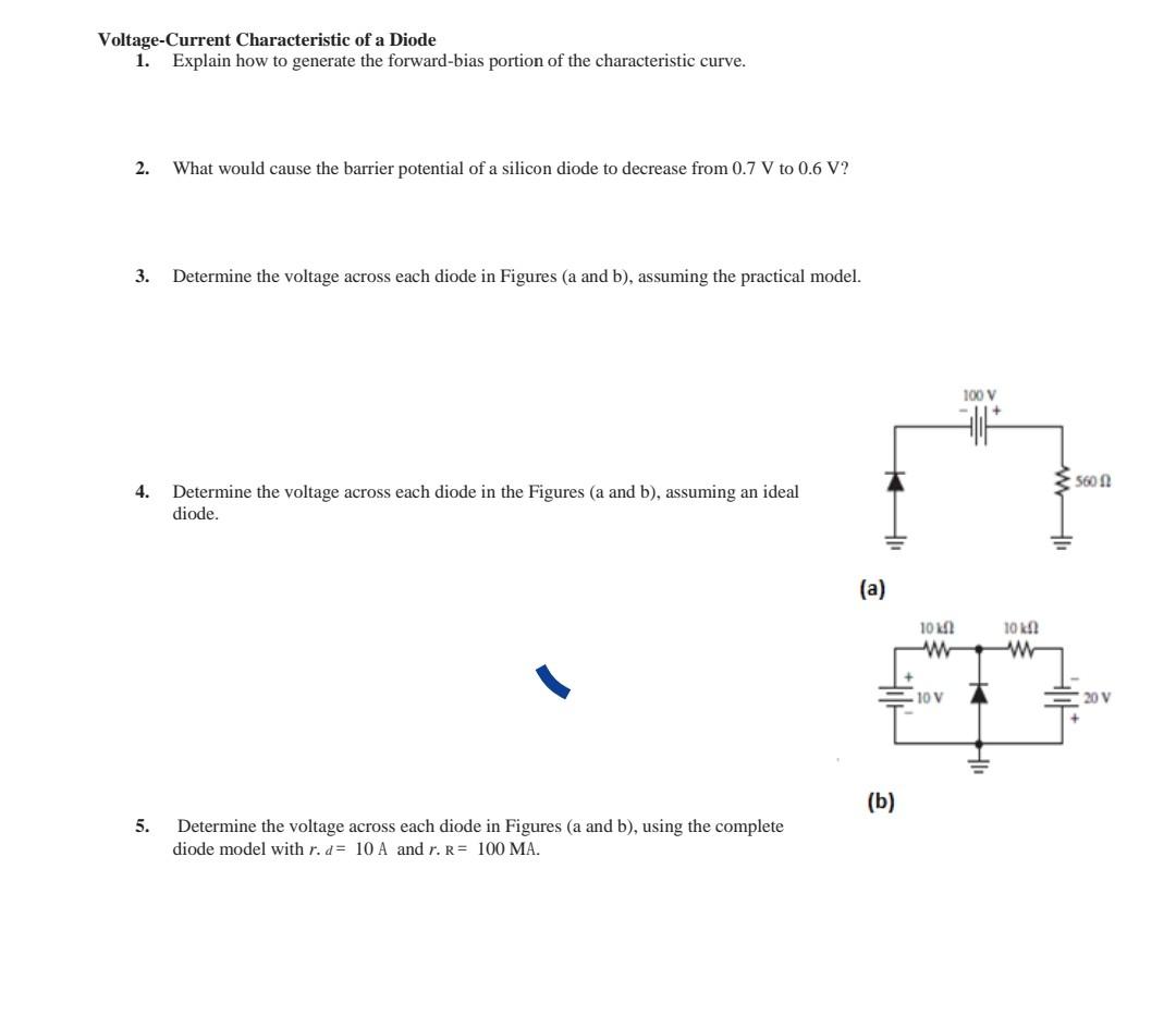 Solved Voltage-Current Characteristic of a Diode 1. Explain | Chegg.com