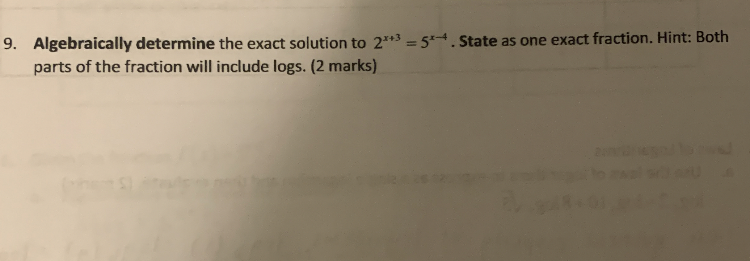 Solved Algebraically determine the exact solution to | Chegg.com