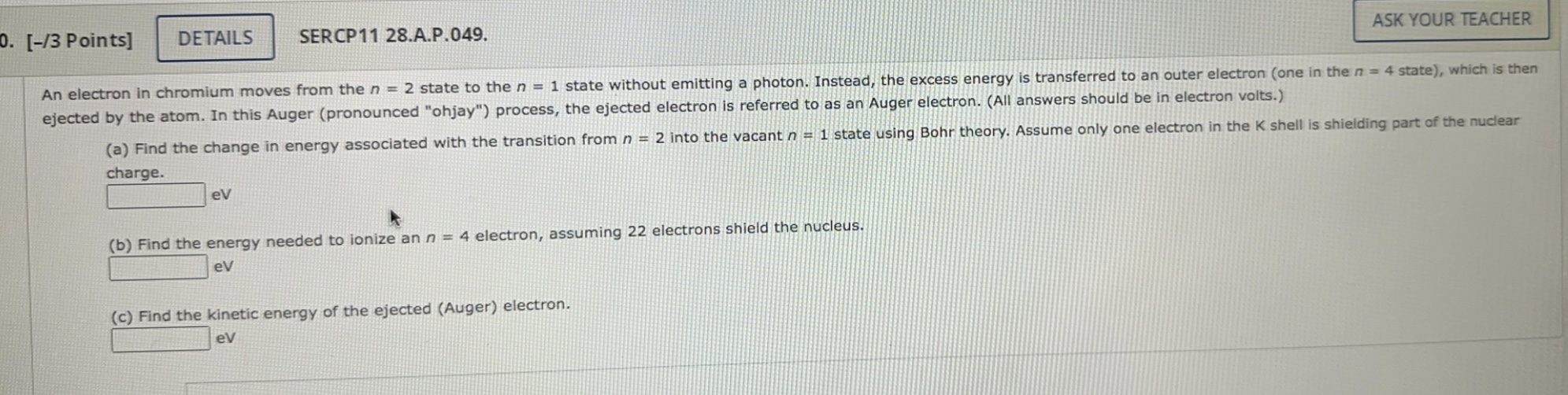 Solved An Electron In Chromium Moves From The N 2 state To
