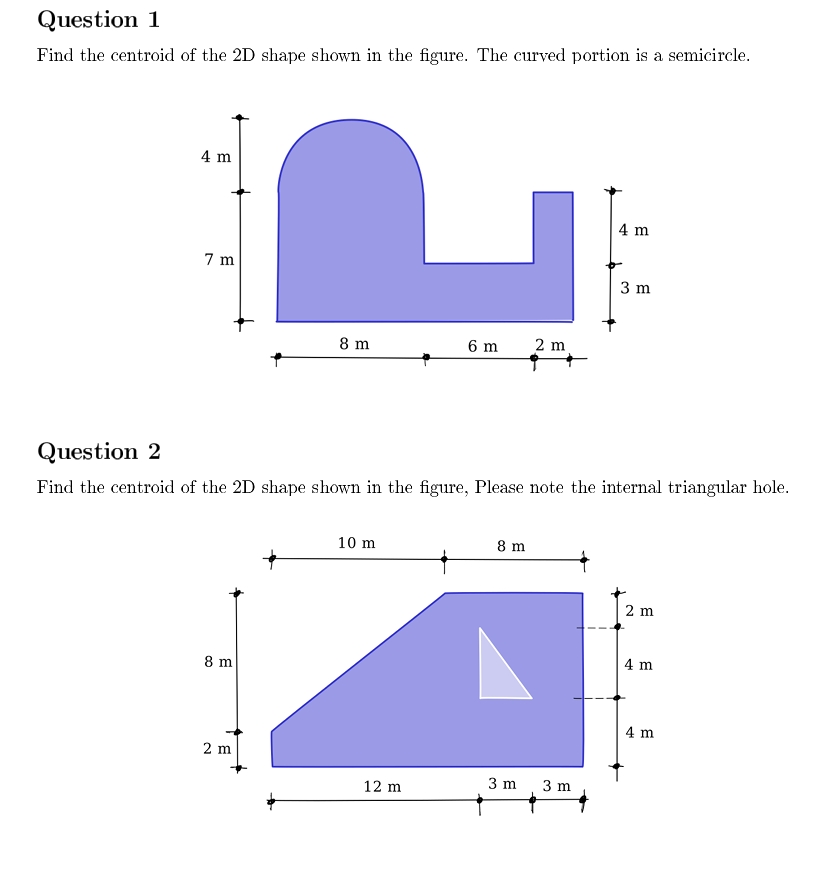 Question 1 ﻿Find the centroid of the 2D shape shown | Chegg.com