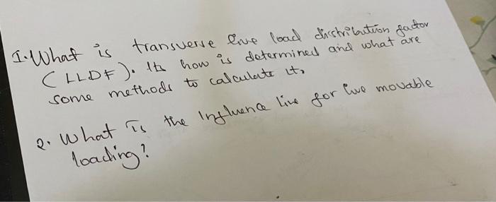 Solved 1. What is transverse live load distribution factor | Chegg.com