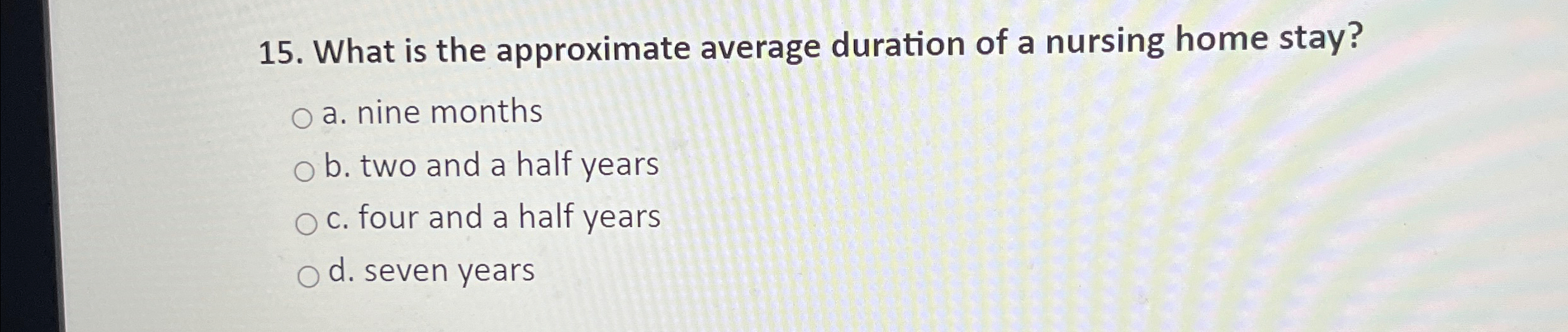 Solved What is the approximate average duration of a nursing | Chegg.com