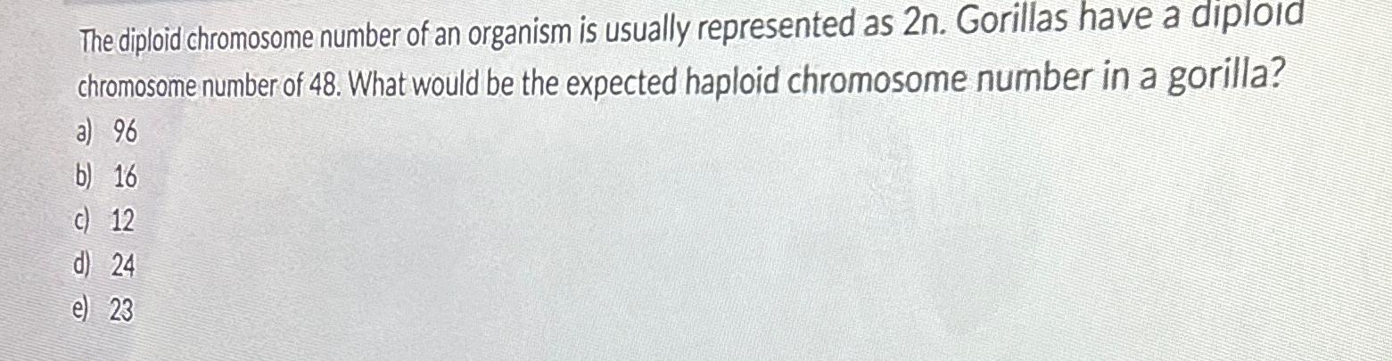 Solved The diploid chromosome number of an organism is | Chegg.com