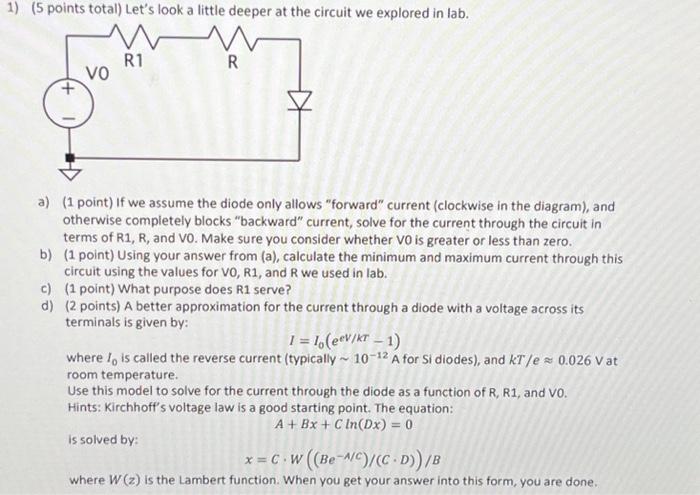 Solved Diodes 1) (5 points total) Let's look a little deeper | Chegg.com