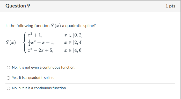 Solved Question 9Is the following function S(x) ﻿a quadratic | Chegg.com