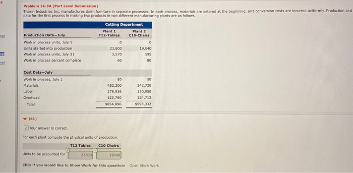 Solved Problem 16-JA (Part Level Submission) Thakin | Chegg.com