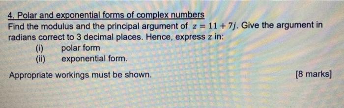 Solved 4. Polar and exponential forms of complex numbers | Chegg.com