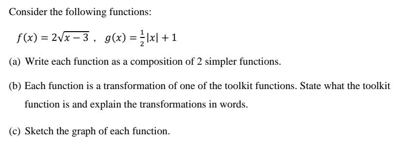 Solved Consider the following functions: f(x) = 2/x – 3, | Chegg.com