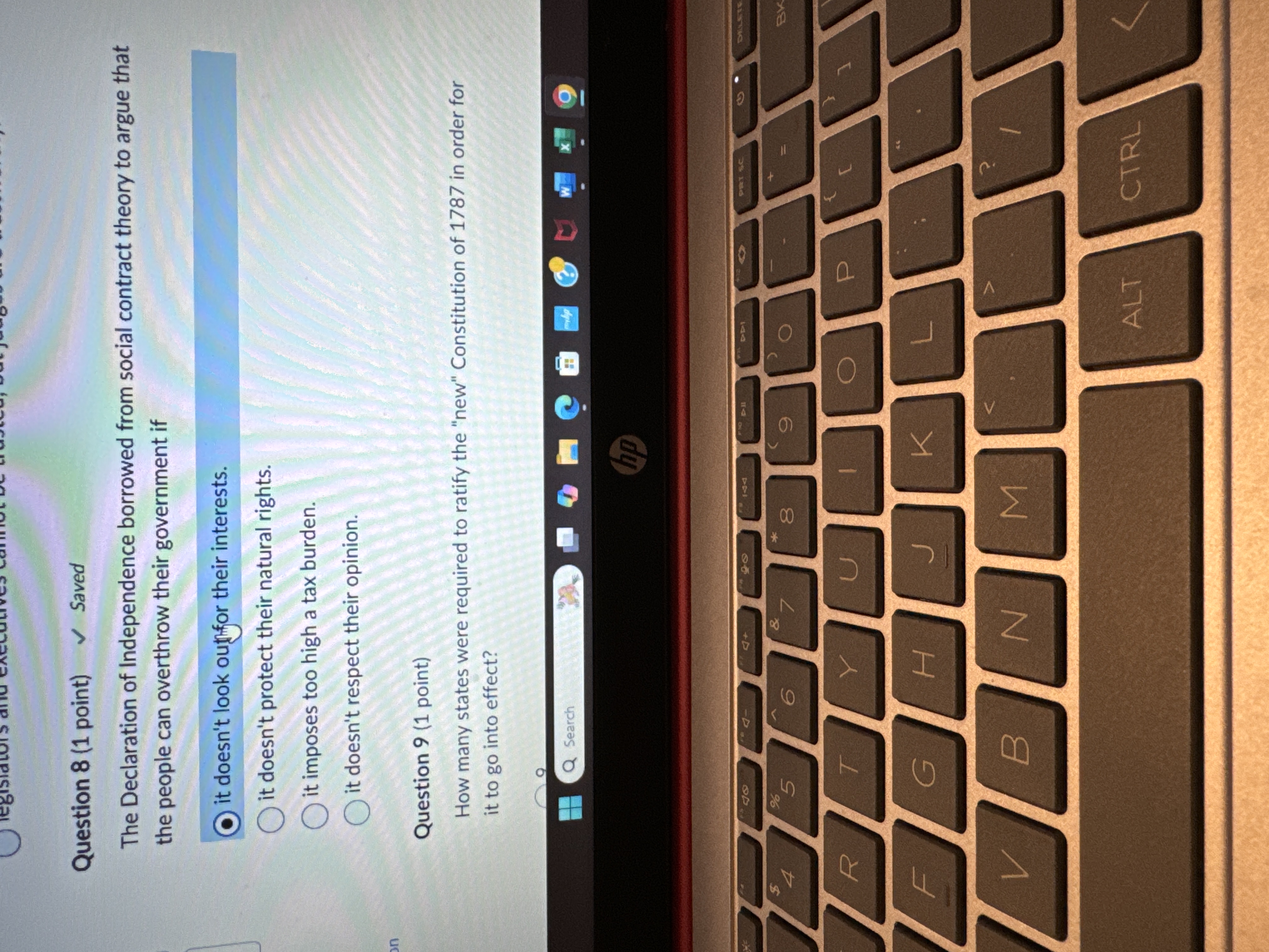 Solved Question 8 (1 ﻿point)The Declaration of Independence | Chegg.com